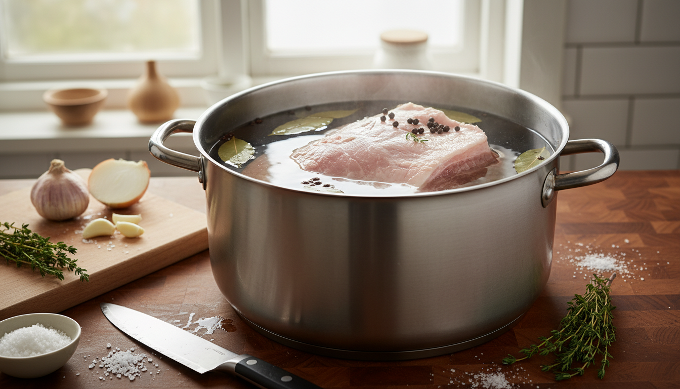 Cooking time for a semi-salted pork shoulder in water - Simple & Good